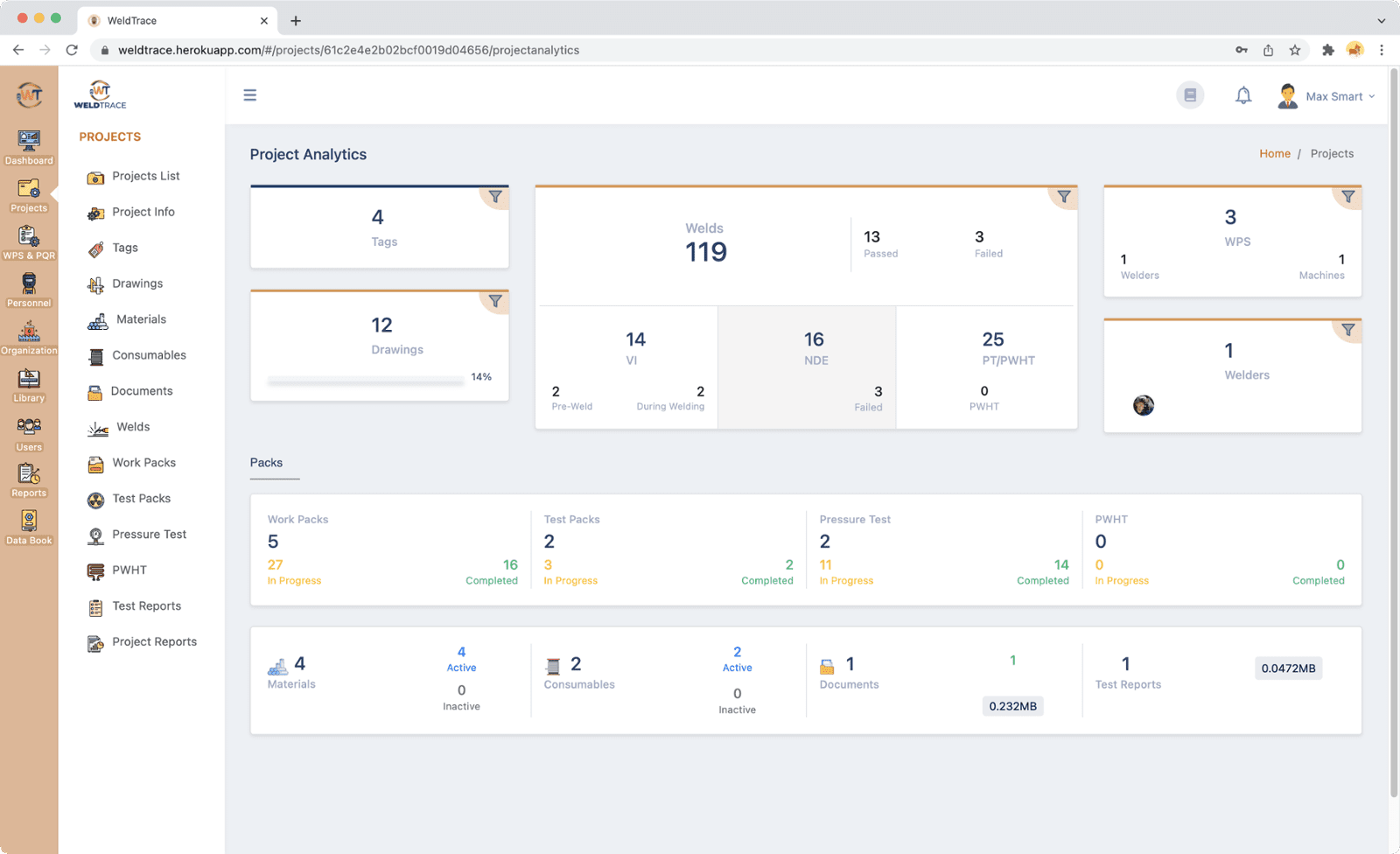 Welding project software - WeldTrace